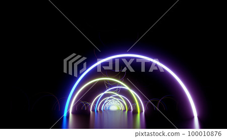 Neon line tunnel corridor fluorescent light... - Stock Illustration ...