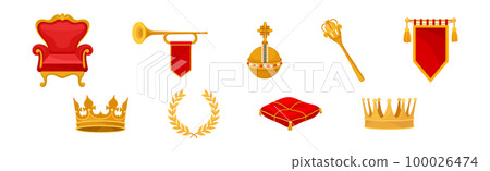 Monarchy and Royalty Symbol with Golden... - Stock Illustration ...