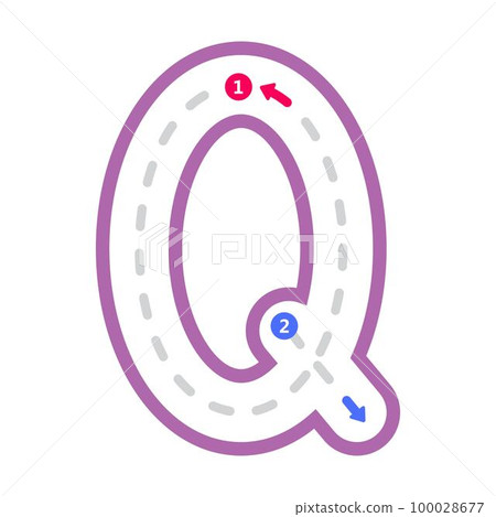 Tracing alphabet letter Q uppercase prewriting... - Stock Illustration ...