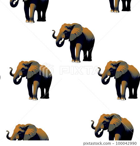 Elephant seamless illustration - Stock Illustration [100042990] - PIXTA