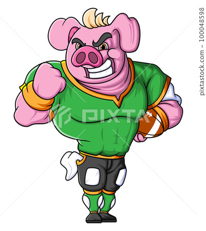 the strong pig mascot of American football... - Stock Illustration ...