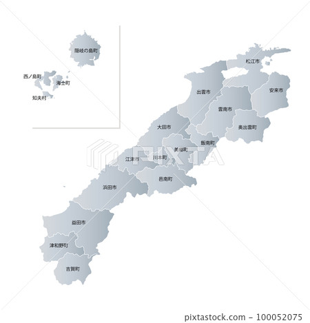 Shimane prefecture and municipalities map - Stock Illustration ...