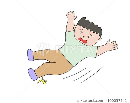 boy falling on banana - Stock Illustration [100057541] - PIXTA
