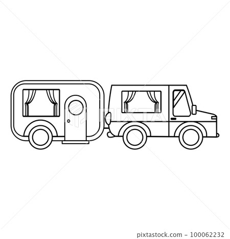 Van car for travel Monoline Style - Stock Illustration [100062232] - PIXTA