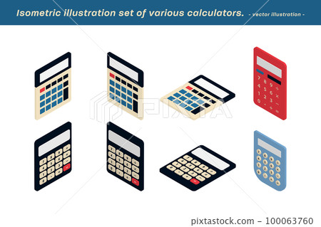 Isometric illustration set of various calculators - Stock Illustration ...