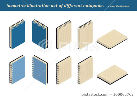 Isometric illustration set of different notepads - Stock Illustration ...