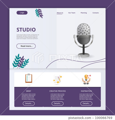 Studio flat landing page website template.... - Stock Illustration ...