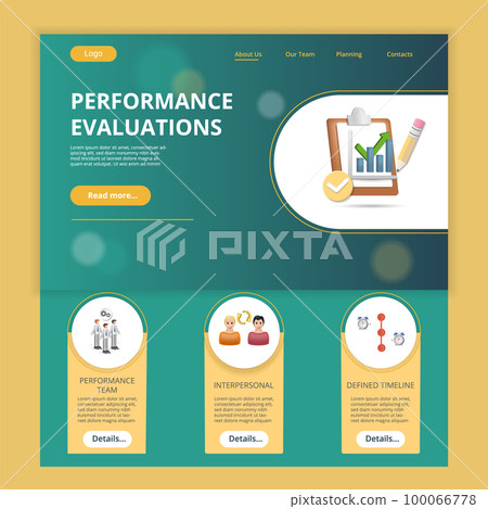 Performance evaluations flat landing page...-插圖素材 [100066778] - PIXTA圖庫