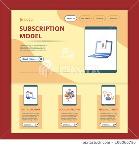 Subscription model flat landing page website... - Stock Illustration ...