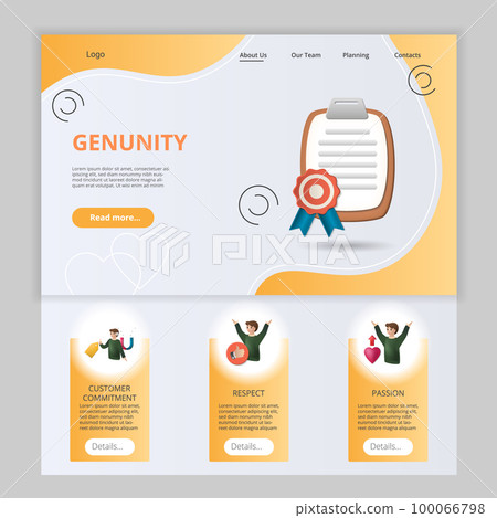 Genuinity flat landing page website template.... - Stock Illustration ...