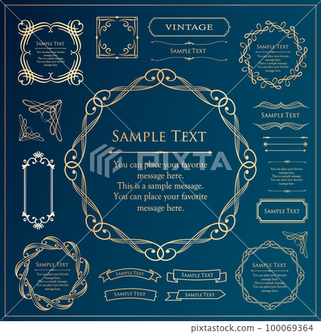 Luxury vintage style frame design set ruled... - Stock Illustration ...