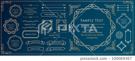 Luxury vintage style frame design set ruled... - Stock Illustration ...