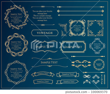 Luxury vintage style frame design set ruled... - Stock Illustration ...