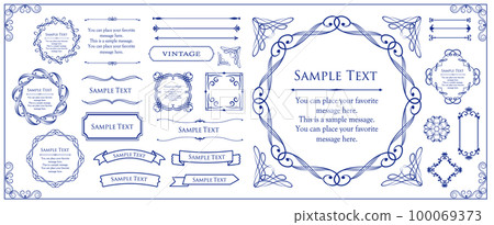 Luxury vintage style frame design set ruled... - Stock Illustration ...