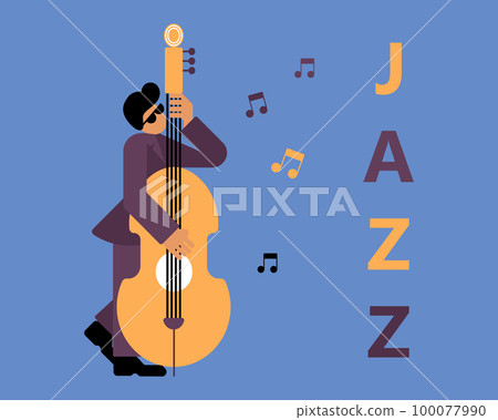 Jazz poster, musician with double bass. Music... - Stock Illustration ...