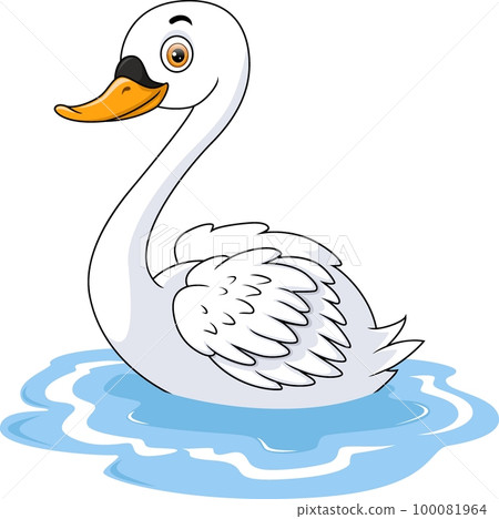 Cute swan cartoon on white background - Stock Illustration [100081964 ...