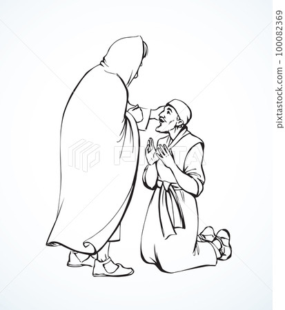 Vector drawing. Jesus heal the man - Stock Illustration [100082369] - PIXTA