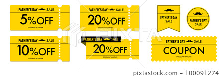 Simple yellow coupon vector icon set for... - Stock Illustration ...