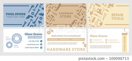 Business card design set for tool store... - Stock Illustration ...