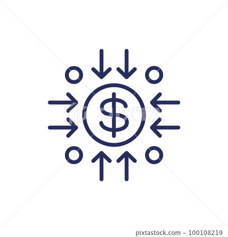 cost reducing and optimization line icon - Stock Illustration ...