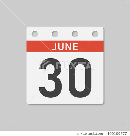 Icon page calendar day - 30 June - Stock Illustration [100109777] - PIXTA