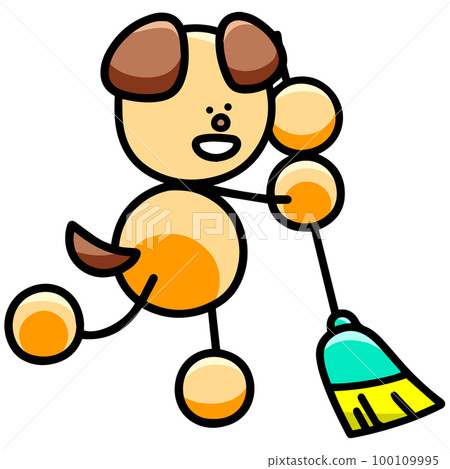 Illustration of a dog cleaning with a broom dog - Stock Illustration ...
