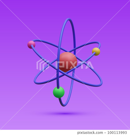 3d realistic atom with orbital electrons... - Stock Illustration ...