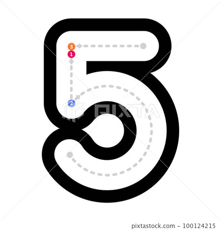 Tracing number 5 prewriting dotted line math... - Stock Illustration ...
