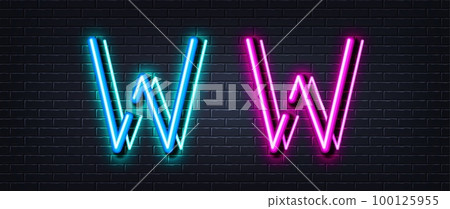 Initial letter W icon. Neon light line effect....-插圖素材 [100125955 ...