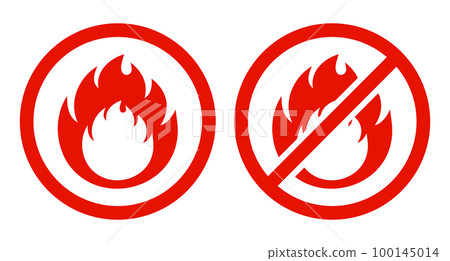 Flammable and non-flammable icons - Stock Illustration [100145014] - PIXTA