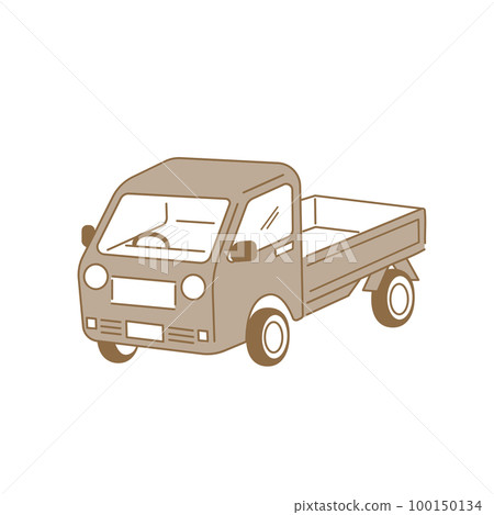 Light truck illustration line drawing color brown - Stock Illustration ...