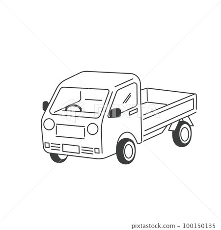Light truck illustration line drawing black - Stock Illustration ...
