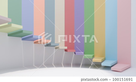 pastel color staircase in white space, 3d... - Stock Illustration ...