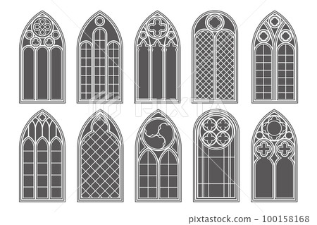 Gothic church windows. Vector architecture...-插圖素材 [100158168] - PIXTA圖庫
