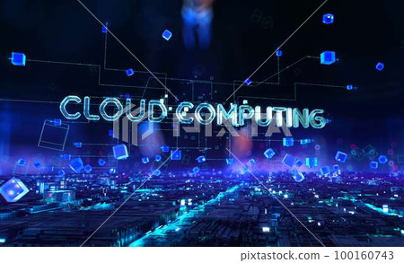 Cloud Computing - businessman working and... - Stock Illustration ...