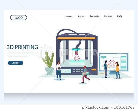 3d printing vector website landing page design...-插圖素材 [100161762 ...