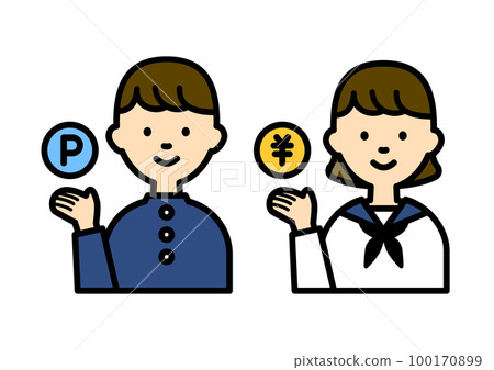 Illustration of a student with points and money - Stock Illustration ...