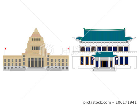 Japan's National Assembly Building and South... - Stock Illustration ...