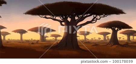 African trees. Hand drawn vector illustration... - Stock Illustration ...
