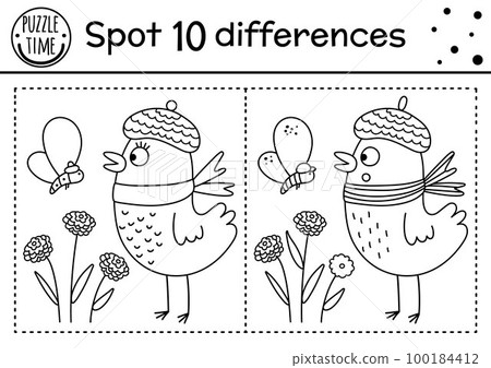 Find differences line game for kids. Black and... - Stock Illustration ...