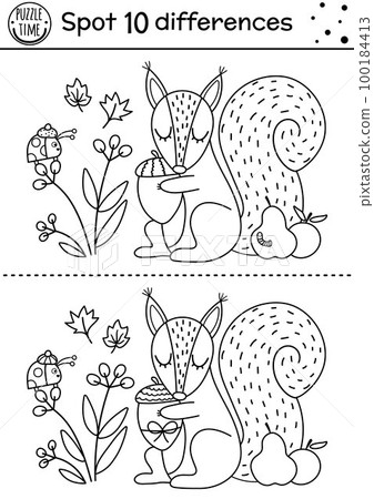 Find differences line game for kids. Black and... - Stock Illustration ...