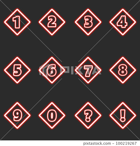 red rhombus neon numbers set - Stock Illustration [100219267] - PIXTA