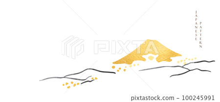 Fuji mountain landscape layout design with hand... - Stock Illustration ...