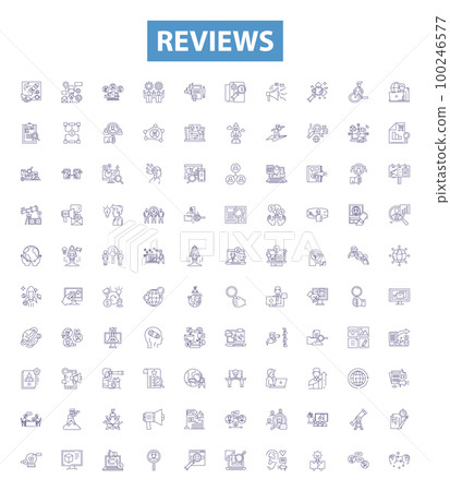 Reviews line icons, signs set. Reviews,... - Stock Illustration ...