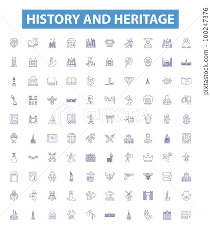 History and heritage line icons, signs set.... - Stock Illustration ...