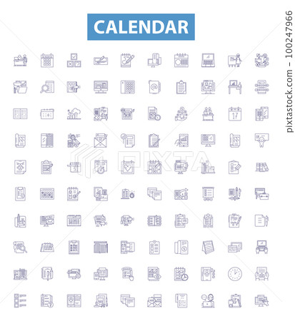 Calendar line icons, signs set. Calendar,...-插圖素材 [100247966] - PIXTA圖庫
