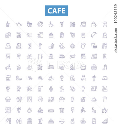 Cafe line icons, signs set. Cafe, Coffee,... - Stock Illustration ...