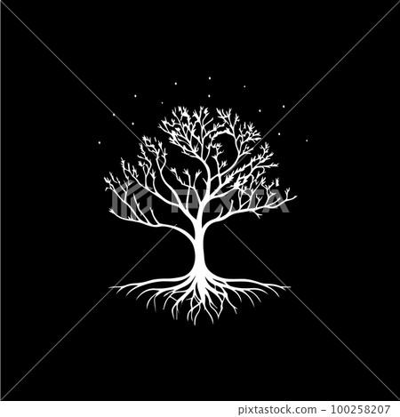 Tree Silhouette Roots Tattoo