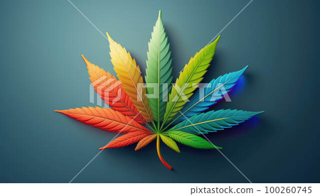 Rainbow cannabis marijuana hemp leaf created...-插圖素材 [100260745] - PIXTA圖庫