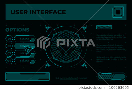 Futuristic menu screen. Game UI start screen...-插圖素材 [100263605] - PIXTA圖庫